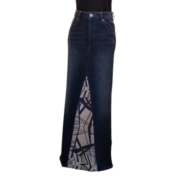 H&M | Skirts | Deconstructed Long Denim Skirt Geo Design With Matching ...